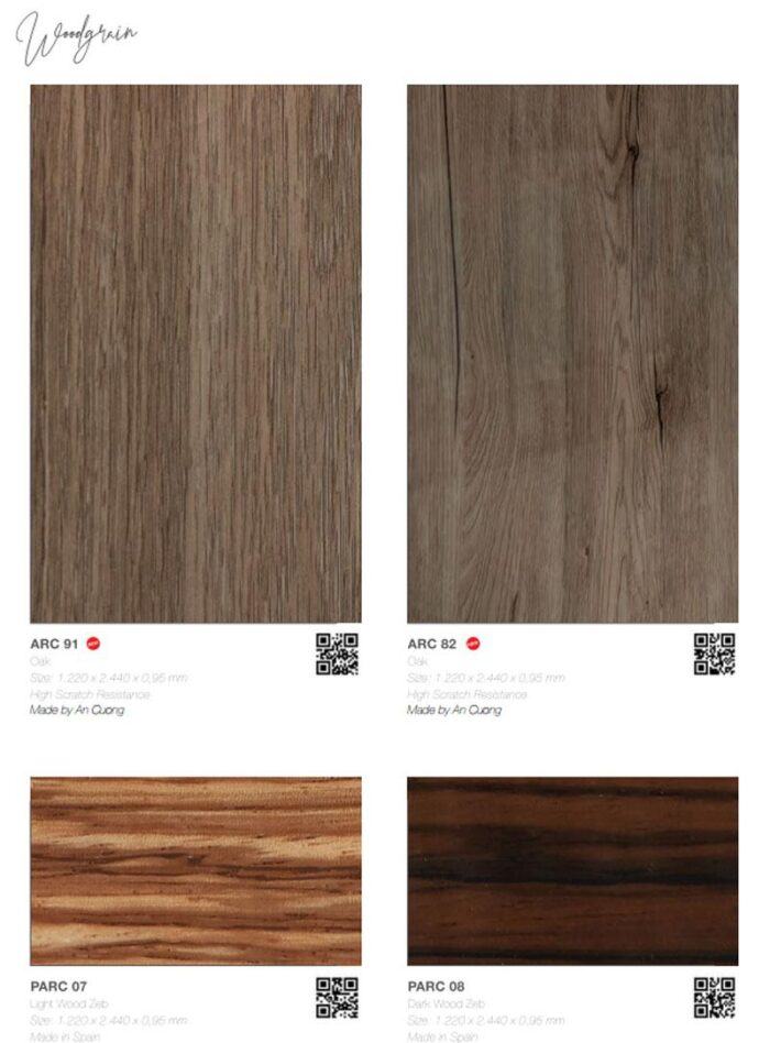 Bảng màu gỗ cánh Acrylic An cường - Minh Long Home